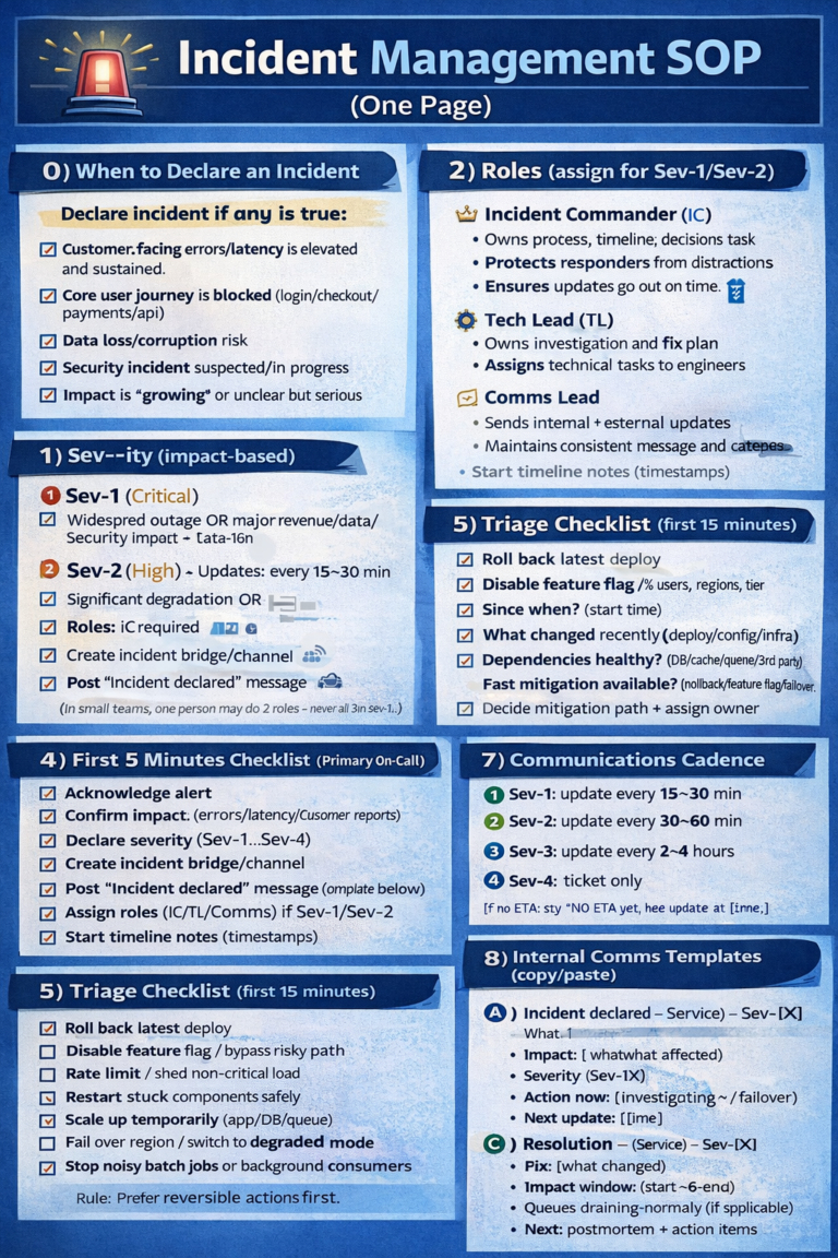 Incident Management: On-Call, Severity, Comms Templates, and ...